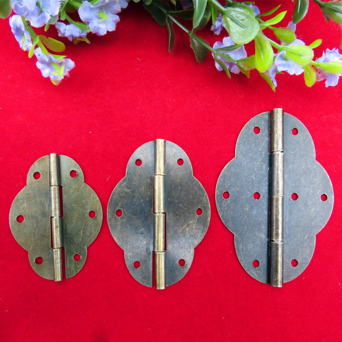 10 Oval Hinges Vintage Flat Bronze Iron Wooden Box Chest | Etsy