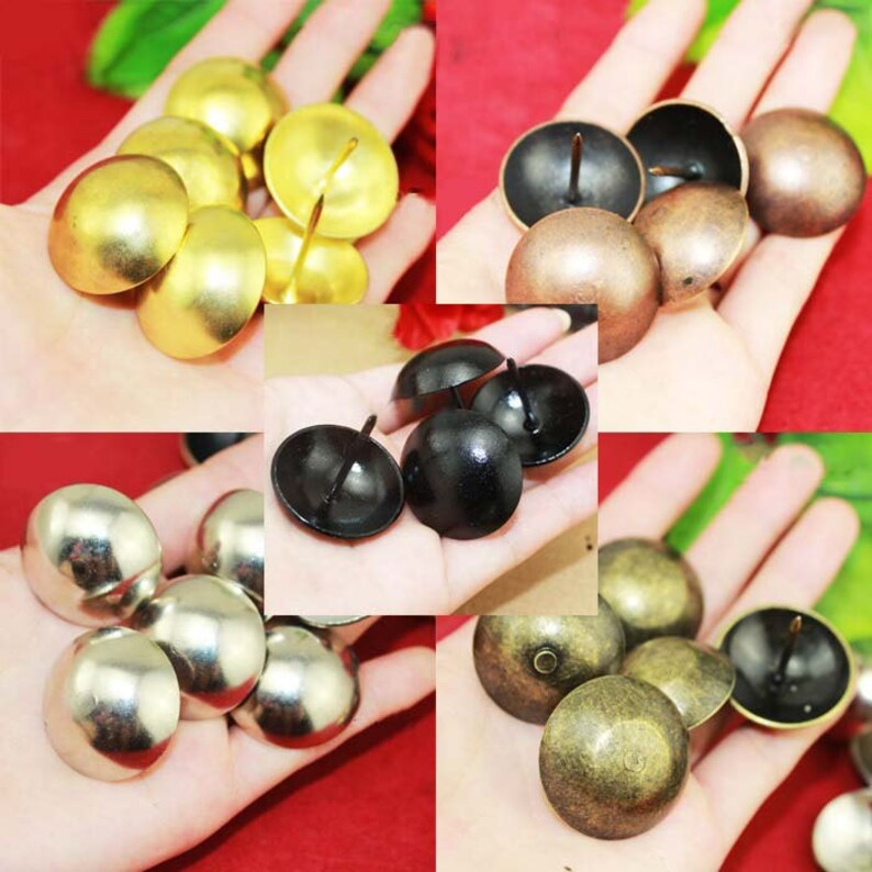 10 Domed Head Tacks Iron Finish Decorative Nails Round Pins | Etsy