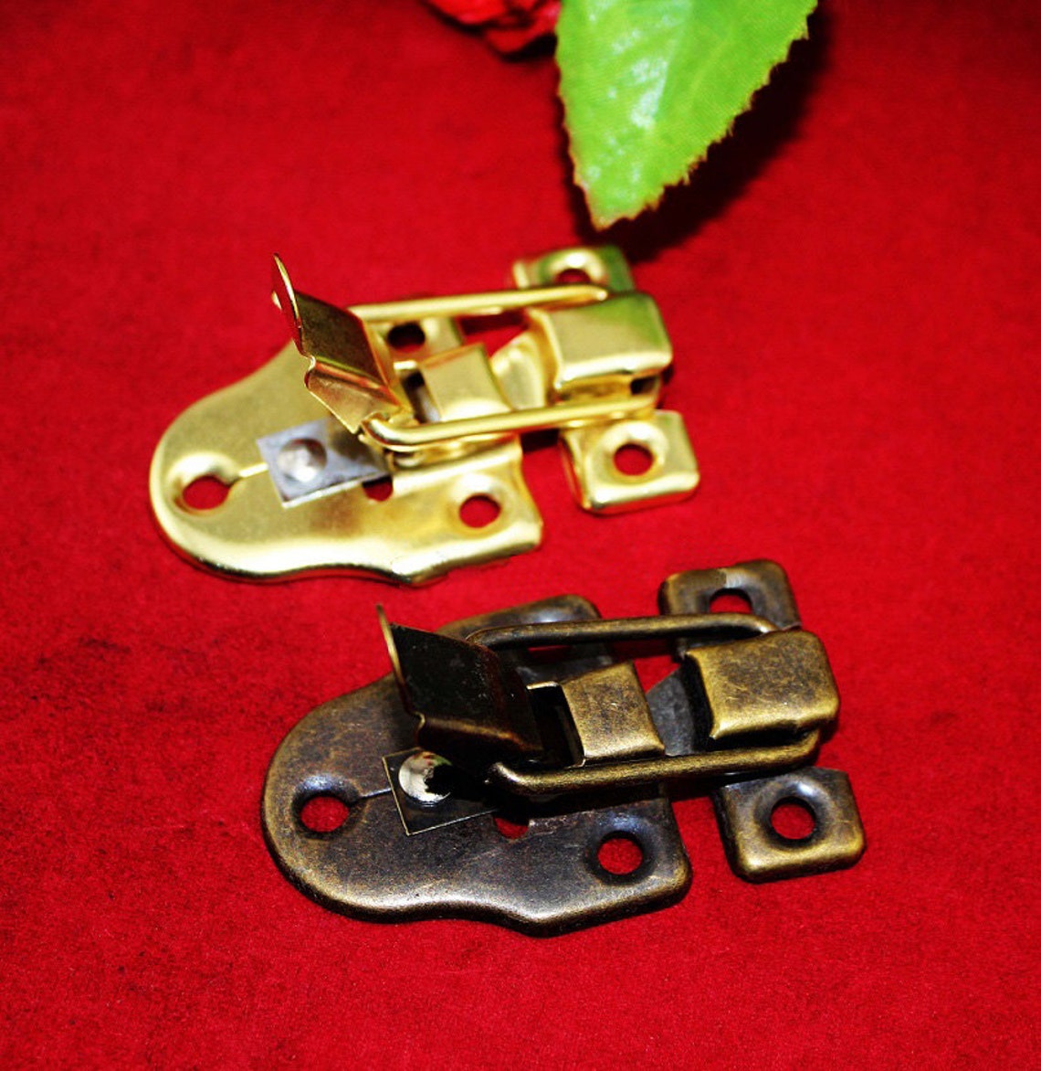 1 or 4 duckbill sharp bronze hasps ancient tool box lock | Etsy