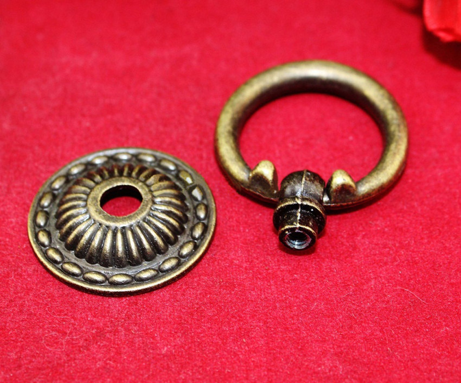 Pair of Ring Knobs Vintage Bronze Circular Metal Cabinet Door - Etsy