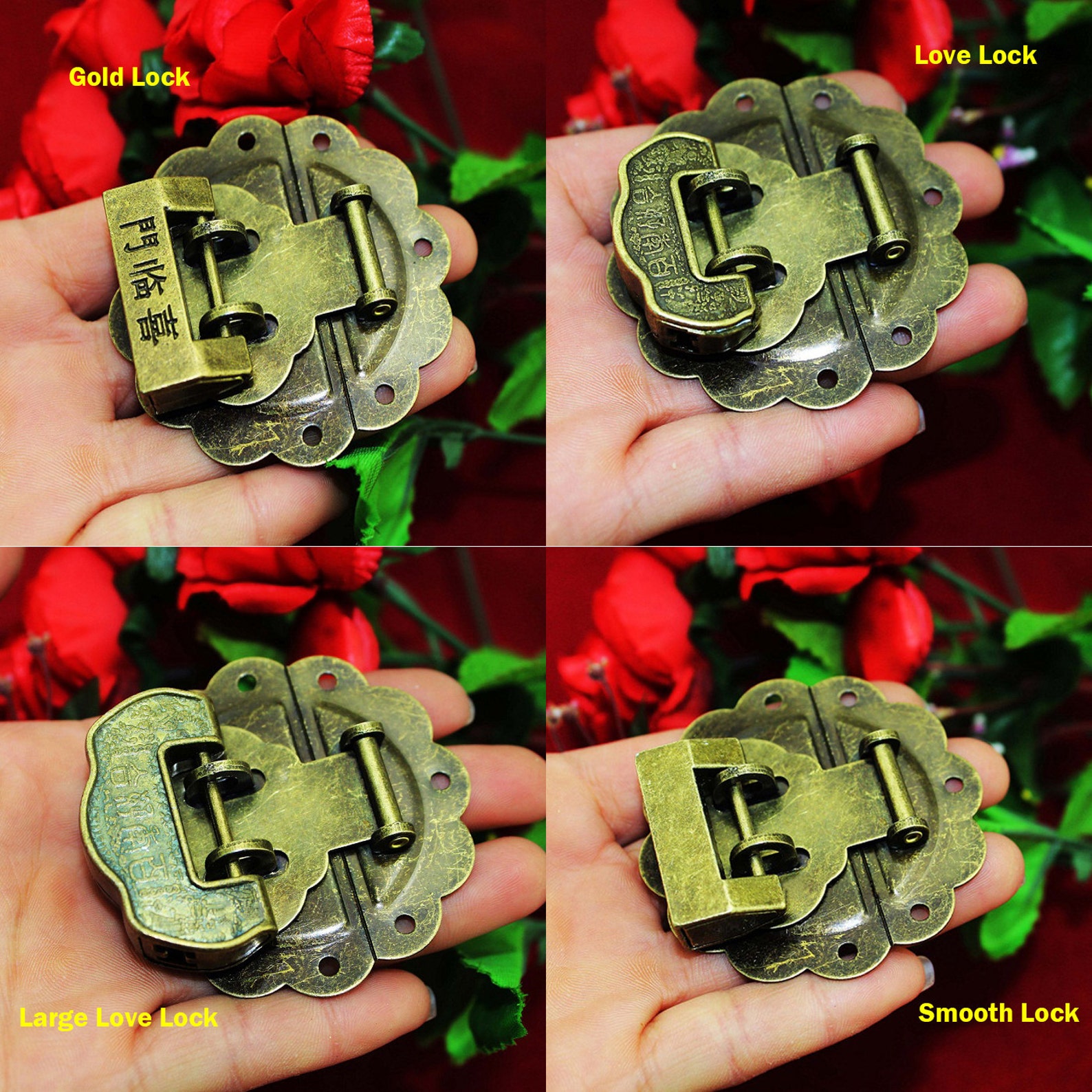 A Set of Alloy Padlock Latch 58mm Antique Round Flower Side - Etsy