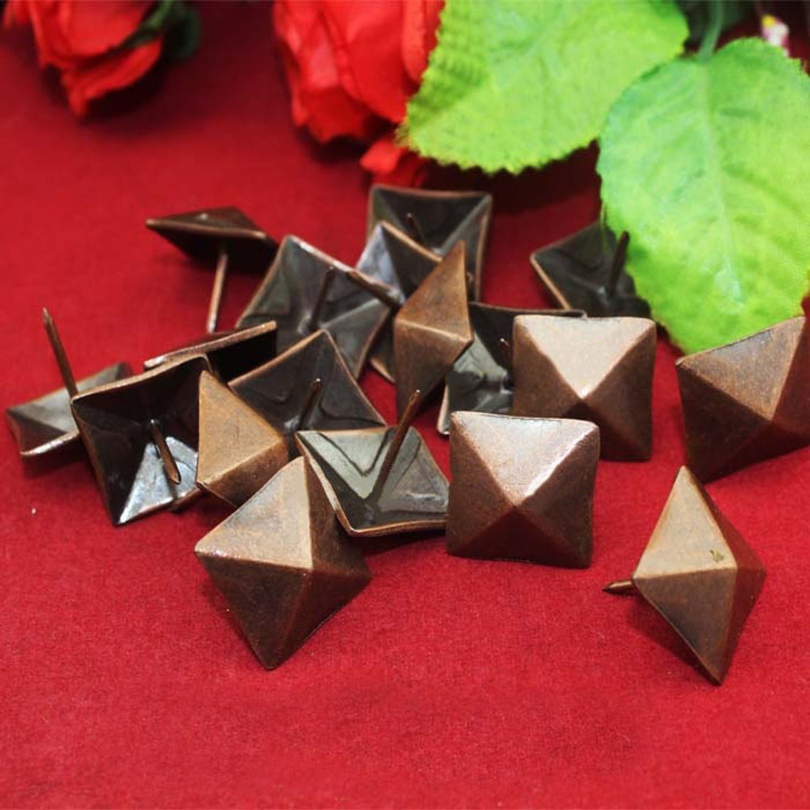 20 Square Head Nail Tacks Vintage Four Sides Red Bronze - Etsy