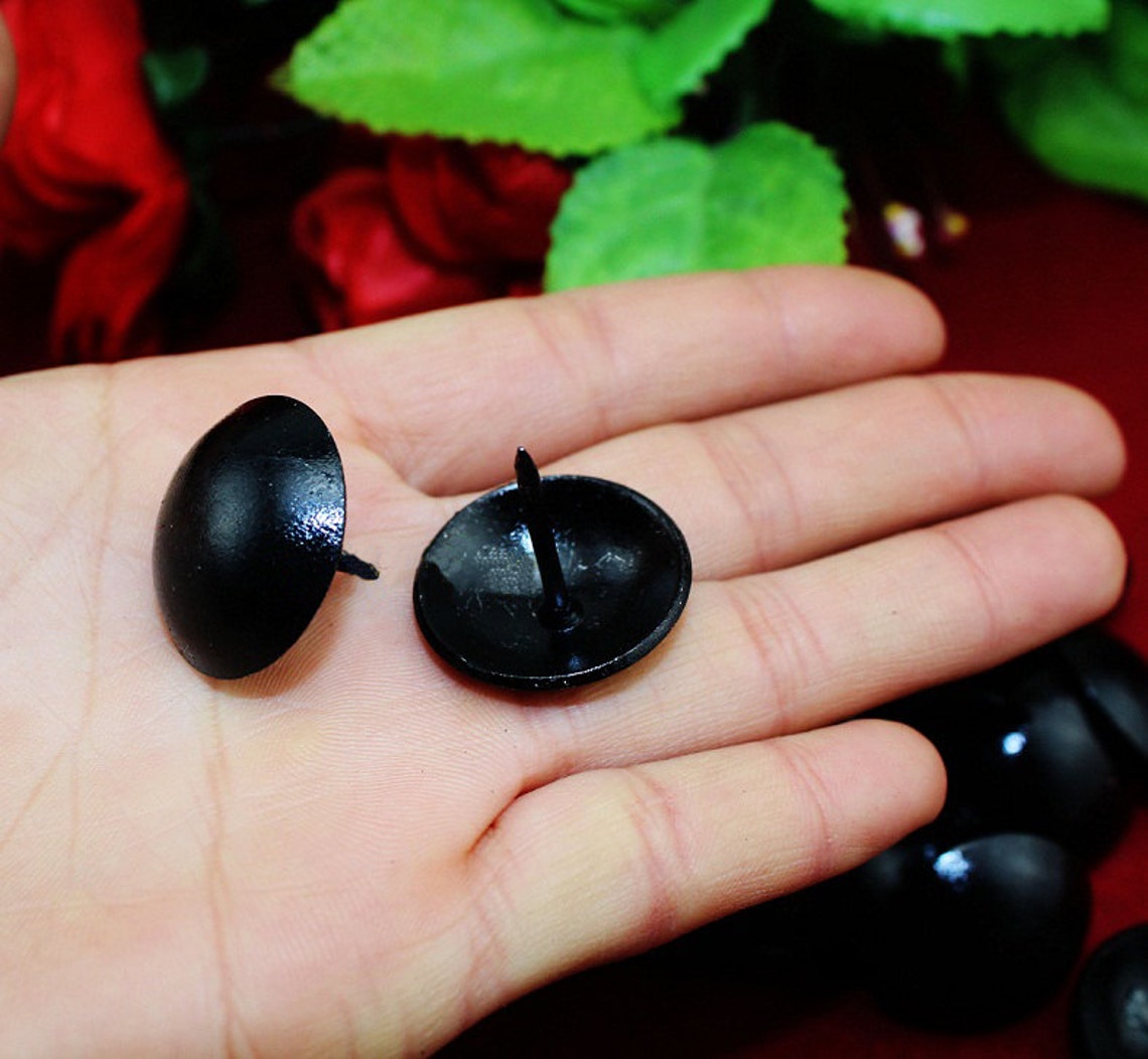 20 Black Round Tacks Upholstery Shiny Iron Nail Decor Sofa - Etsy