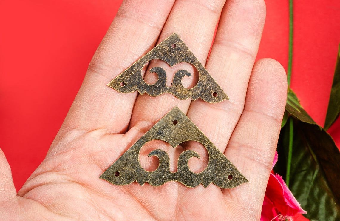 8 or 20 Bronze Iron Trims Triangle Protection Accent - Etsy