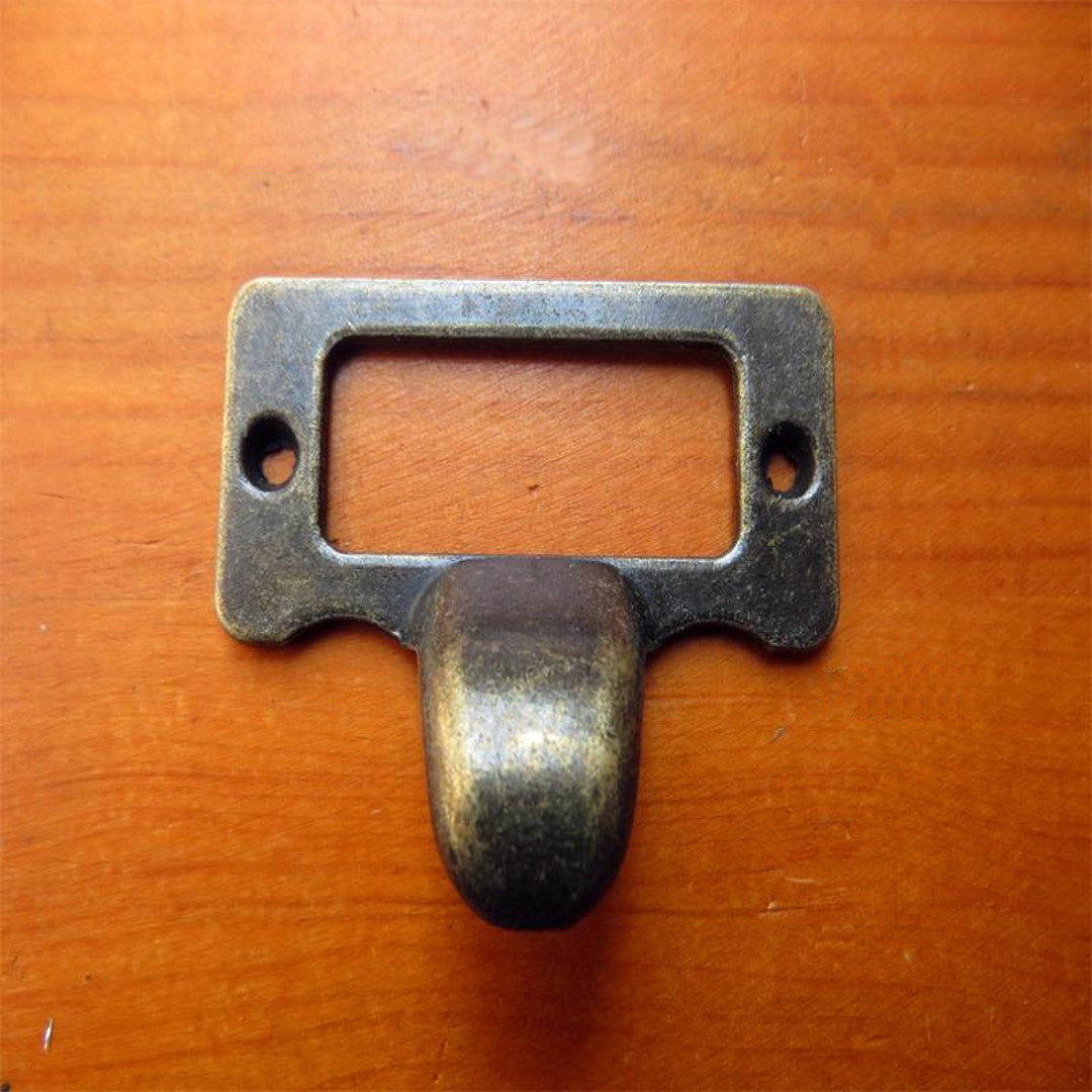 4 Small Tags Pulls Vintage Drawer Metal Tag Card Proboscis Decor Handle ...