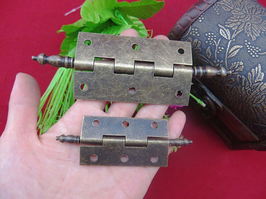 Pair of Crown Iron Hinges Vintage Bronze Door Furniture Cabinet Eye ...