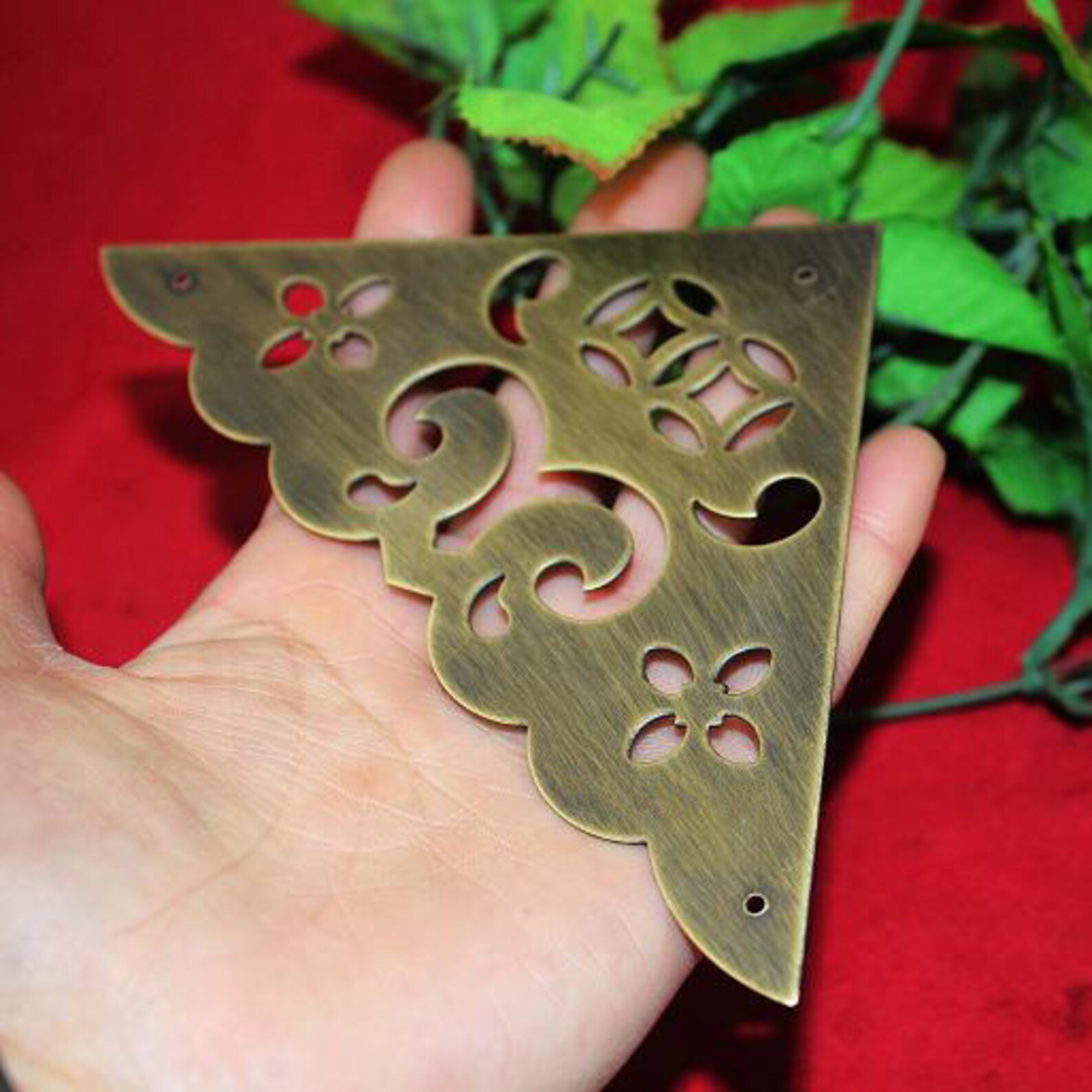 Pair of Triangle Brass Corners Furniture Bracket Large Trim | Etsy