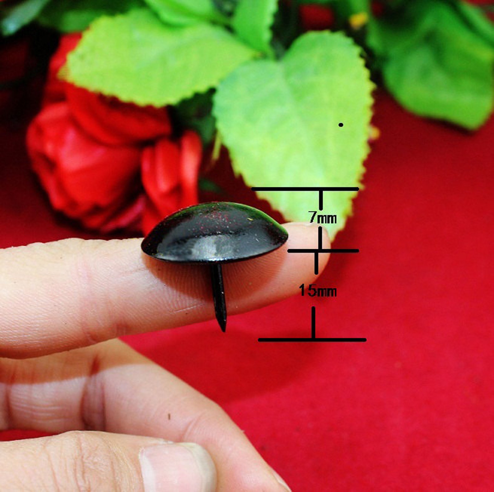 20 Black Round Tacks Upholstery Shiny Iron Nail Decor Sofa - Etsy