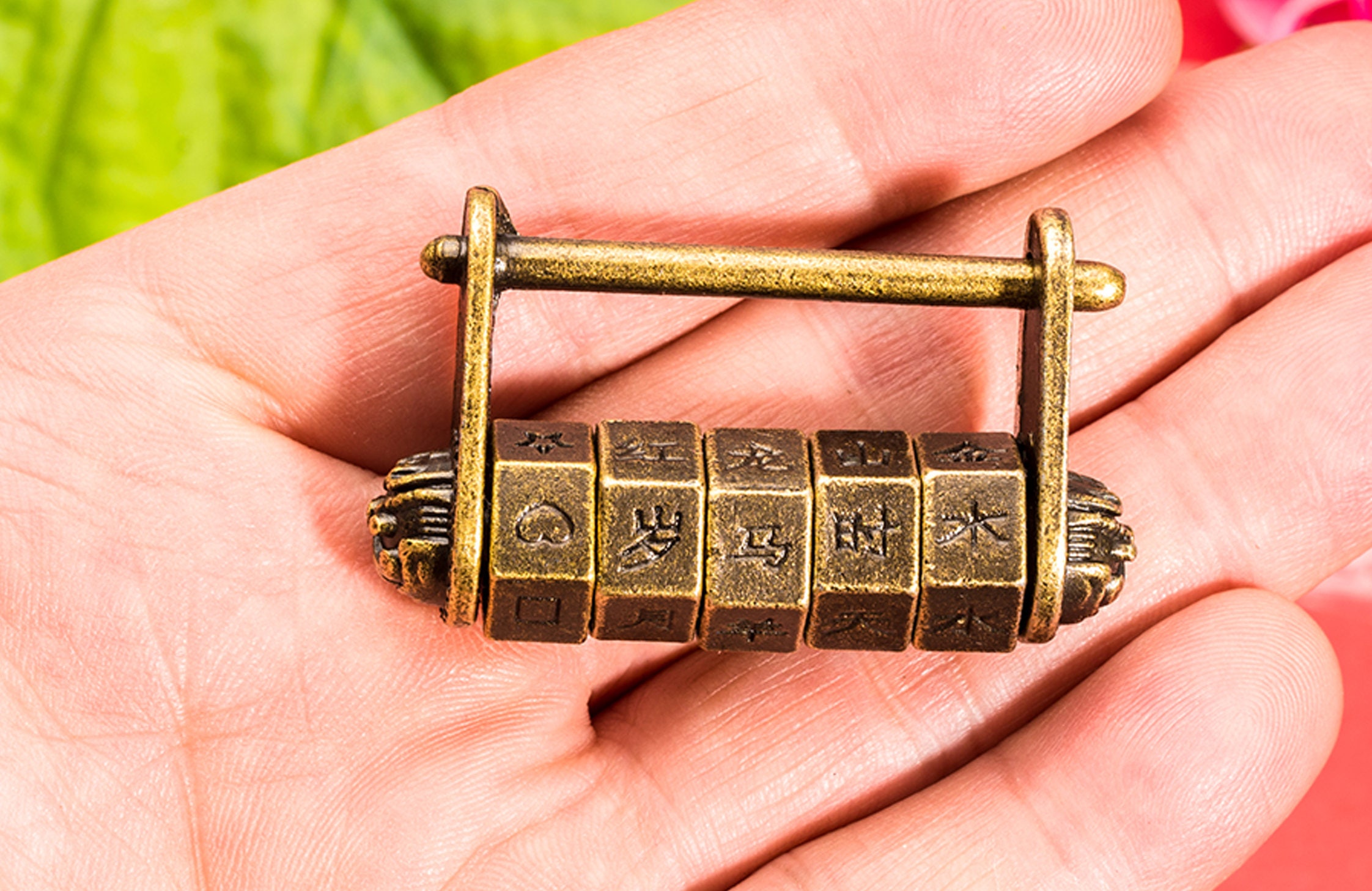 Chinese Letter Lock Vintage Alloy Plug Key Padlock Internal | Etsy