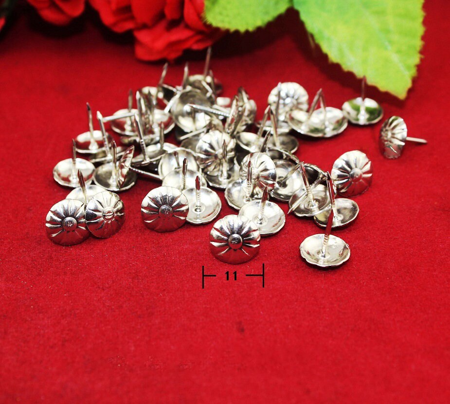 100 Silver Round Head Tacks Iron Upholstery Nail Décor Sofa | Etsy