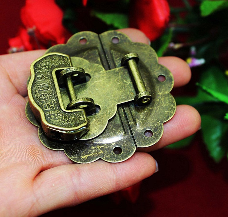 A Set of Alloy Padlock Latch 58mm Antique Round Flower Side | Etsy