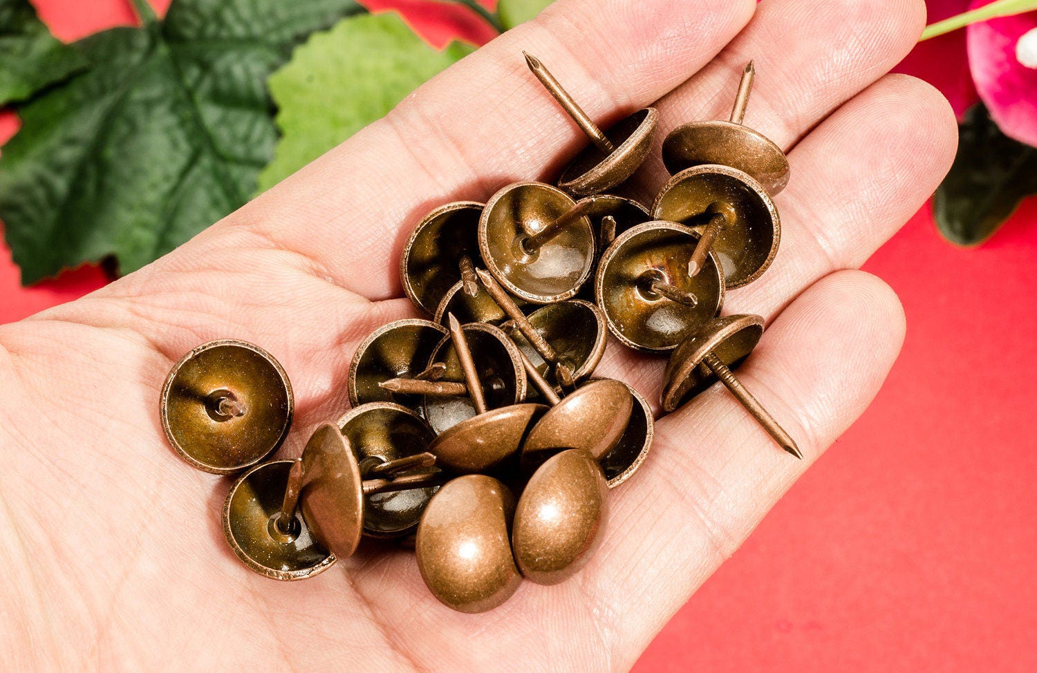 50 Head Domed Tacks Retro Red Bronze Iron Finish Decorative | Etsy