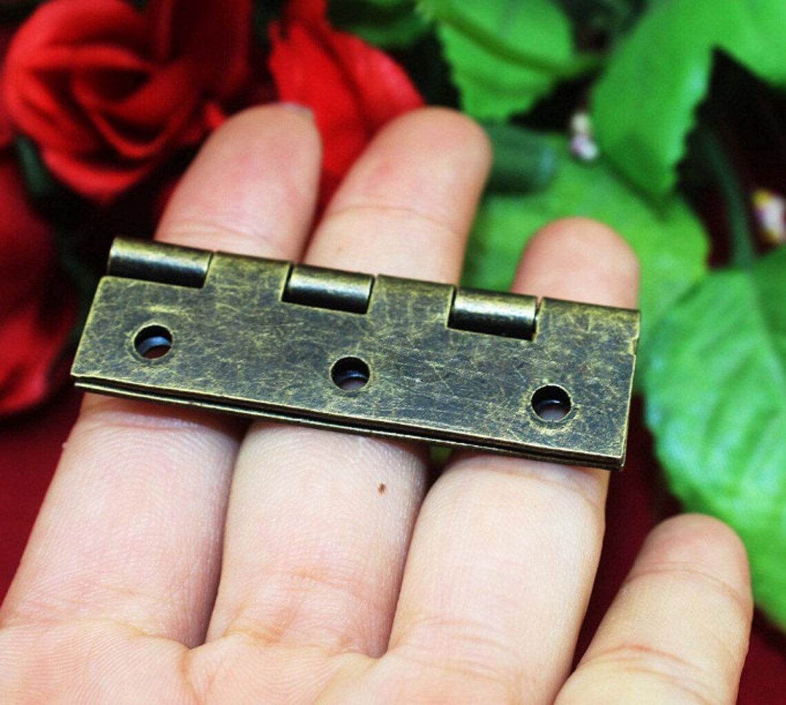 10 Iron Flat Hinges Wooden Box Chest Bronze Square Edge - Etsy