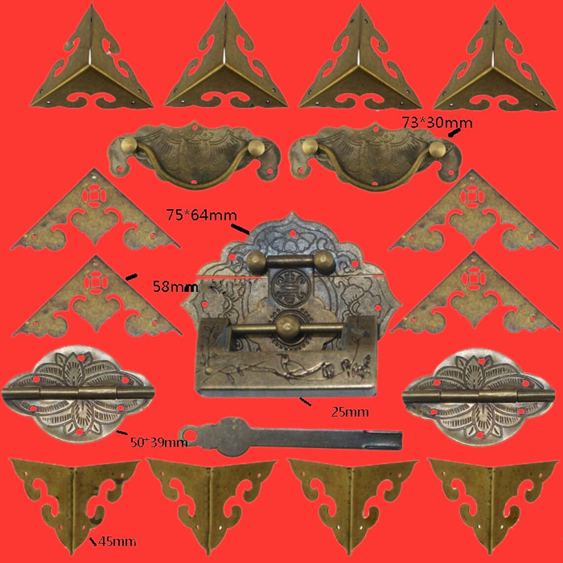 Chest Brass Latch7.5cm latchlock2.5cmpullcorners | Etsy