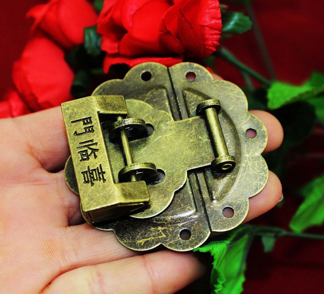 A Set of Alloy Padlock Latch 58mm Antique Round Flower Side - Etsy