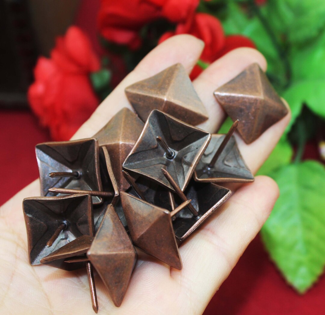 20 Square Head Nail Tacks Vintage Four Sides Red Bronze Color ...