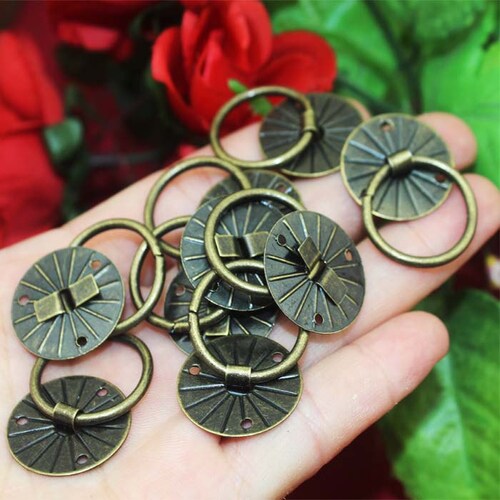 1.37 Set of 4 Pcs Solid Brass Retro Flower Ring Pull | Etsy