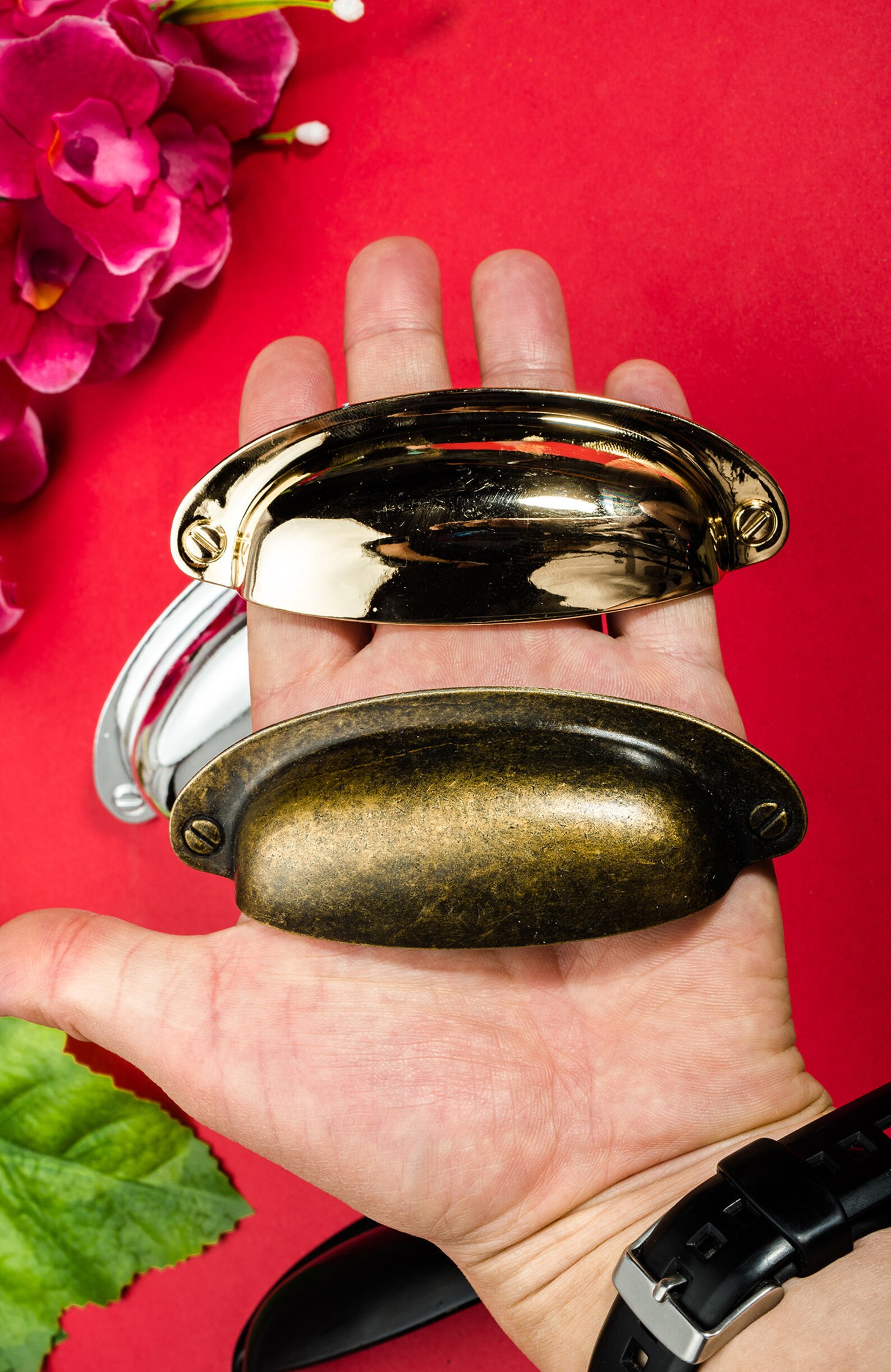 Pair of Half Conch Pulls Semicircle Brushed Iron Cupboard - Etsy