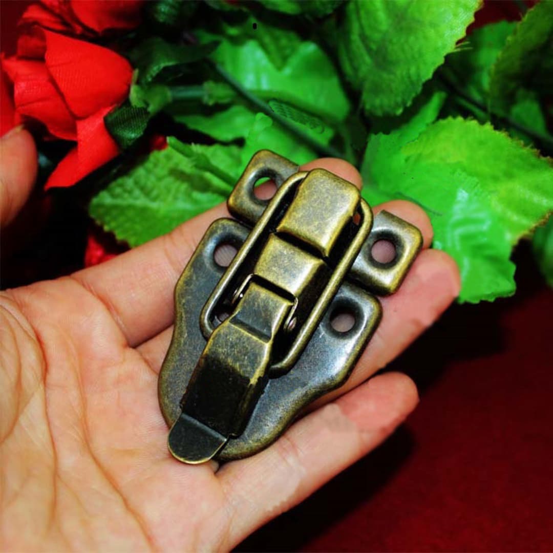 1 or 4 Duckbill Sharp Bronze Hasps Ancient Tool Box Lock Catch Latches ...
