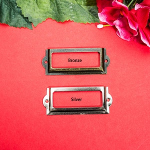5 or 20 Classical Frames Holder Bronze White Metal Tags, Drawer Tag ...