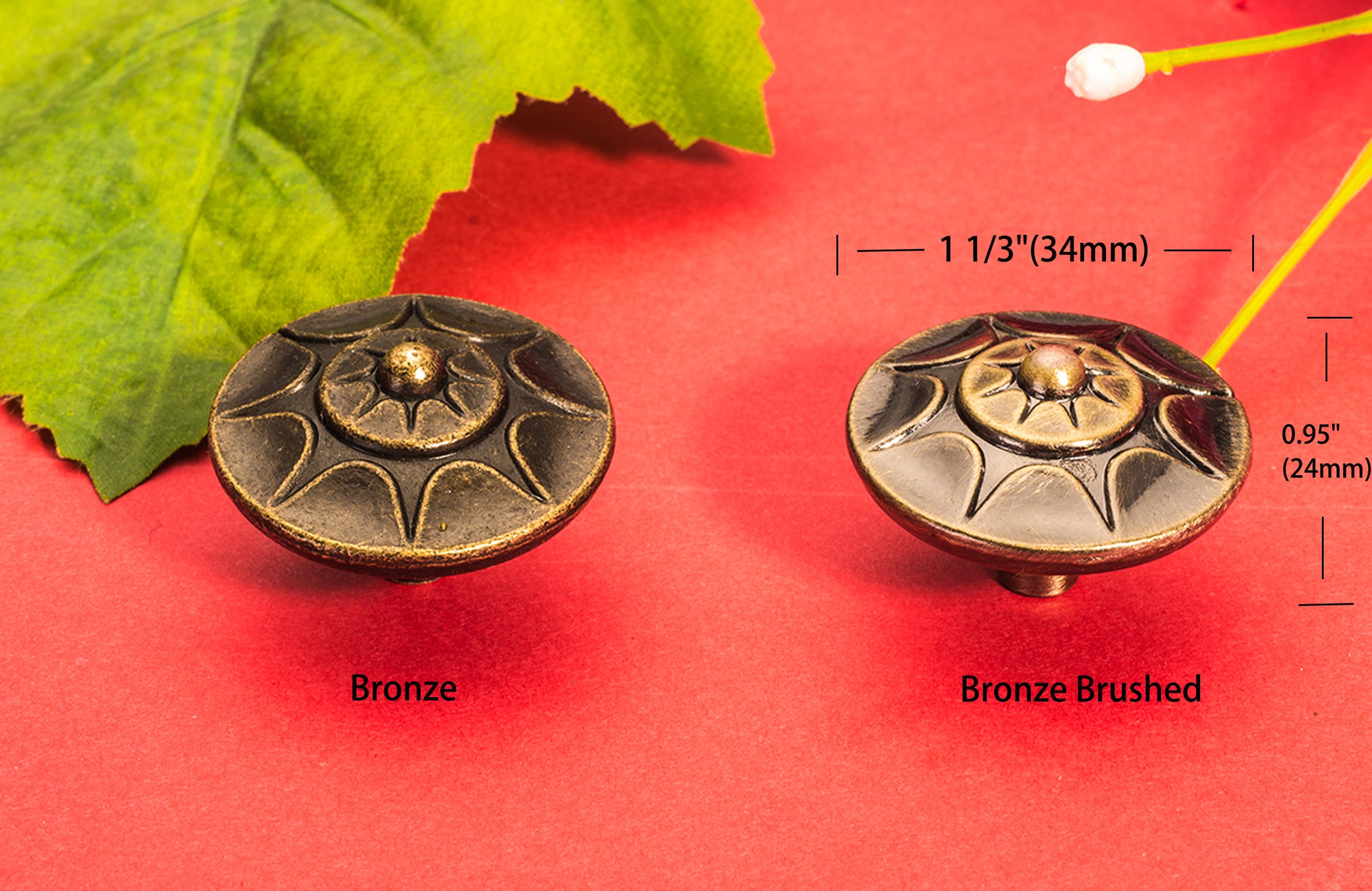 Pair of Luxury Retro Knobs Round Single Hole Bronze Brushed | Etsy