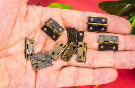 20 Mini Eye Hinges Right Angle Bronze Box Chest External 180 | Etsy