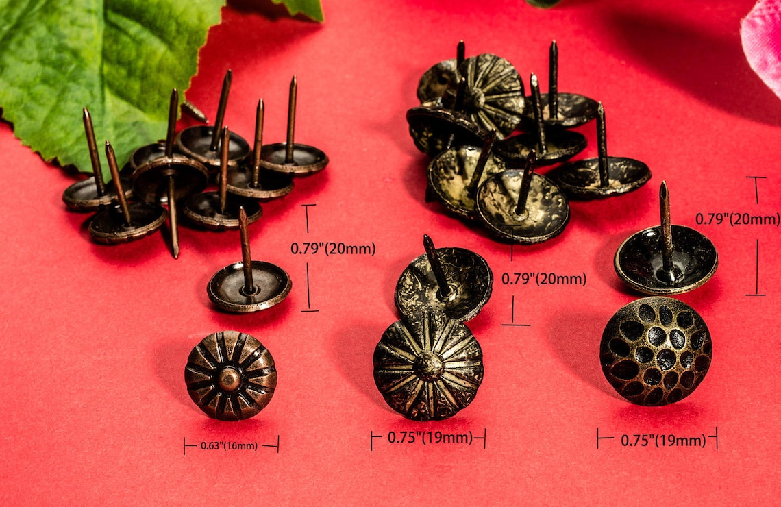 20 redondo de clavitos de la flor Retro bronce Color | Etsy