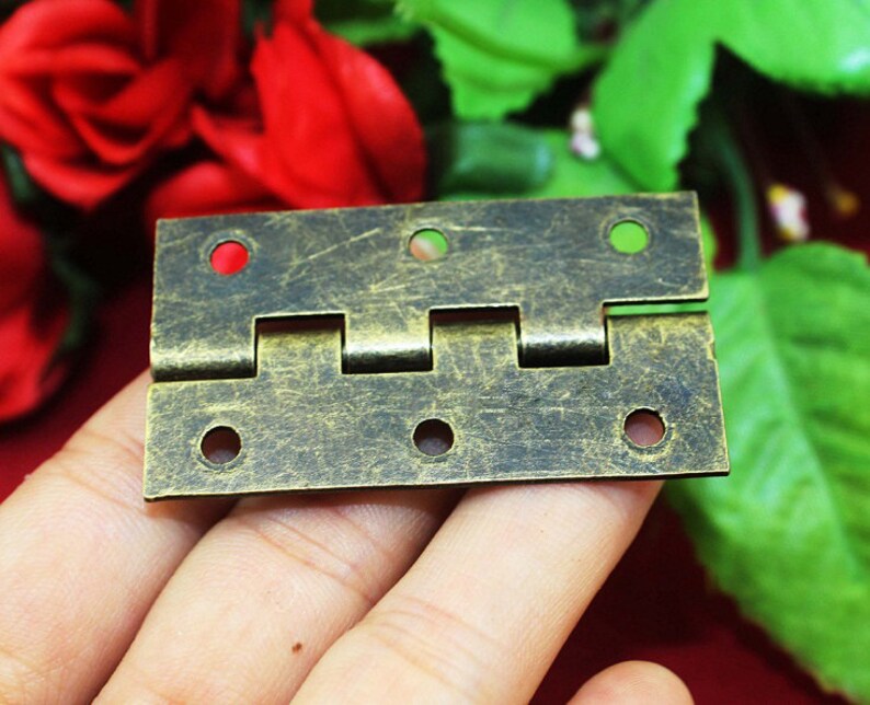 10 Iron Flat Hinges Wooden Box Chest Bronze Square Edge - Etsy