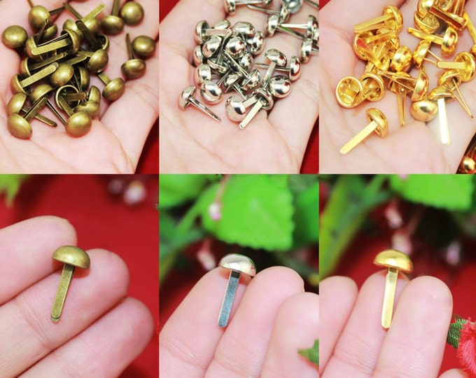 50 Round Bifurcated Tacks Domed Double Feet Brads Iron Nail Leather ...