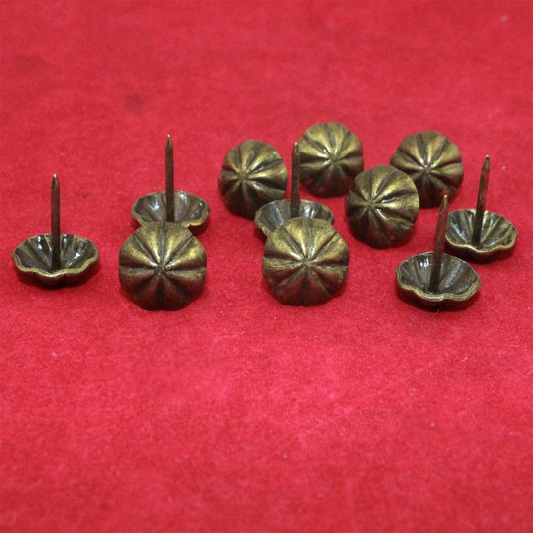 20 Vintage Chrysanthemum Tacks Round Head Upholstery Door Iron Décor ...