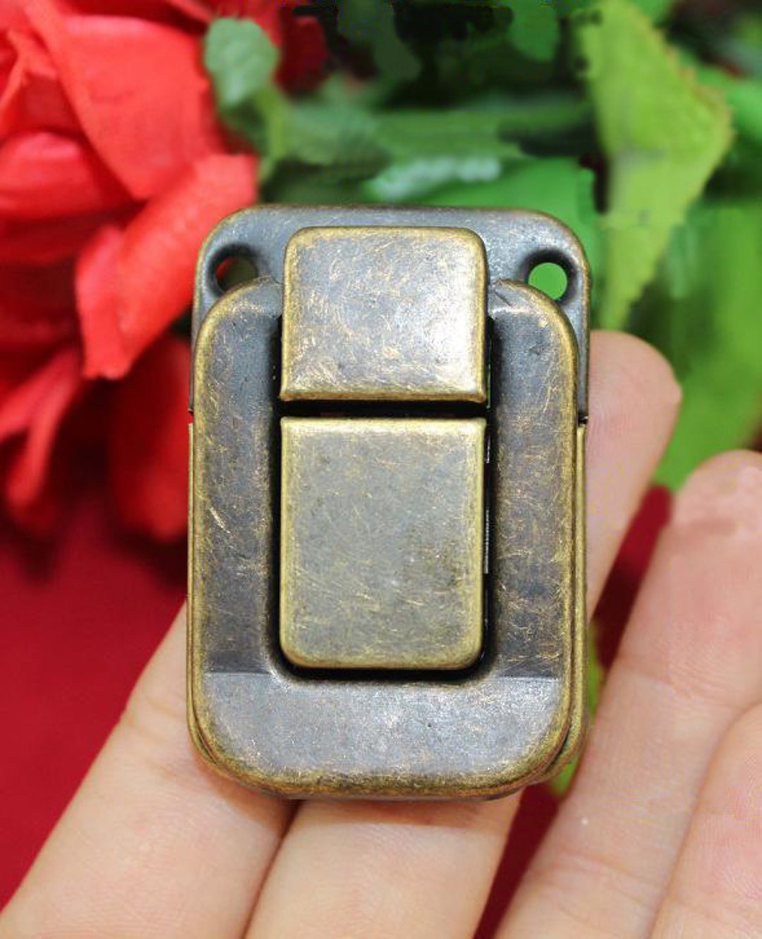 4 Suitcase Latches Classic Vintage Gift Box Bronze Hasp Metal Lock ...