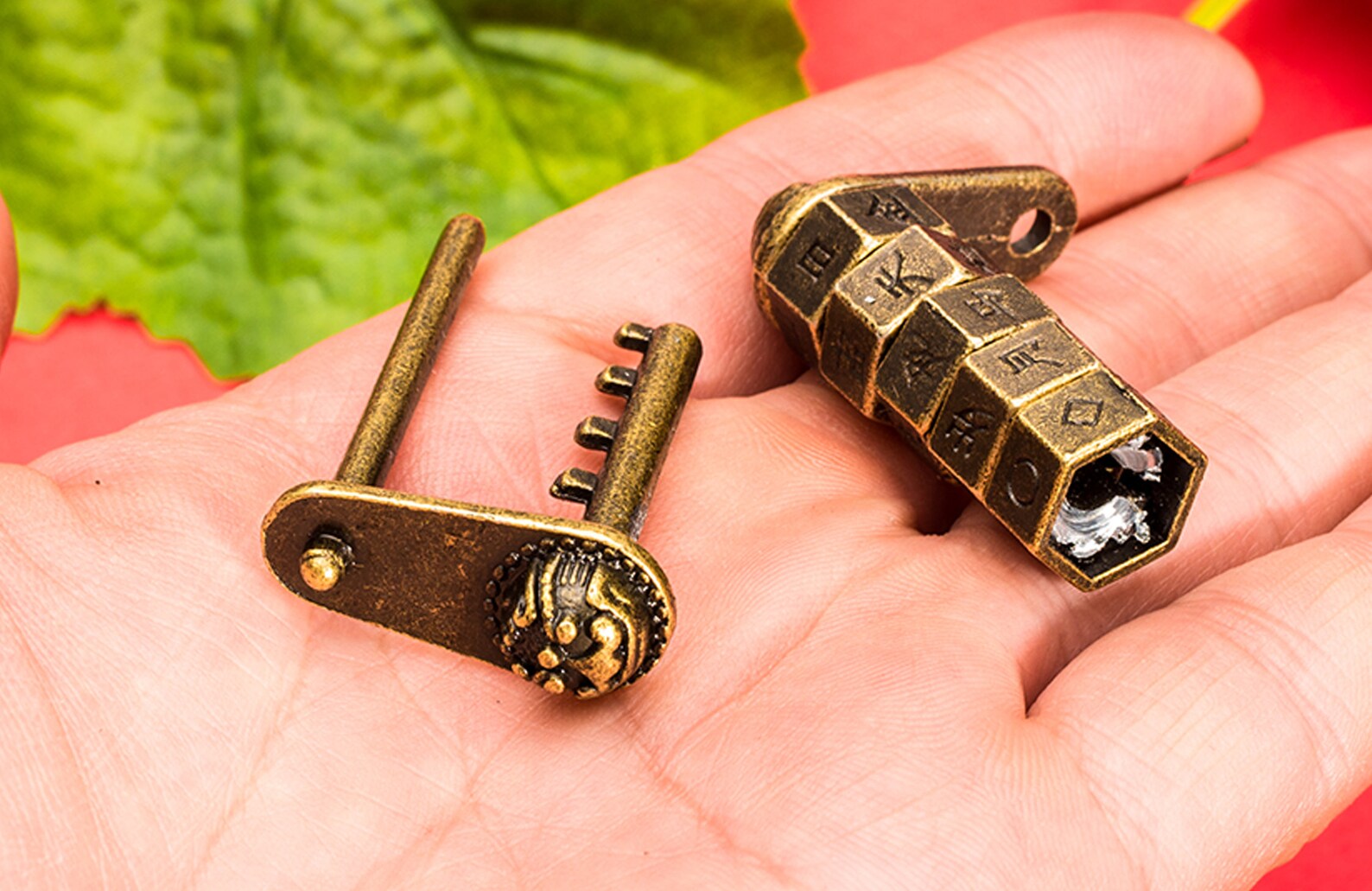 Chinese Letter Lock Vintage Alloy Plug Key Padlock Internal | Etsy