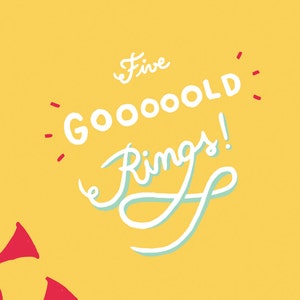 Christmas Card five Gold Rings 12 Days of Christmas Collection - Etsy