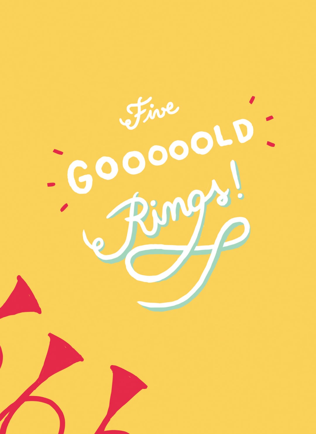 Christmas Card five Gold Rings 12 Days of Christmas Collection - Etsy