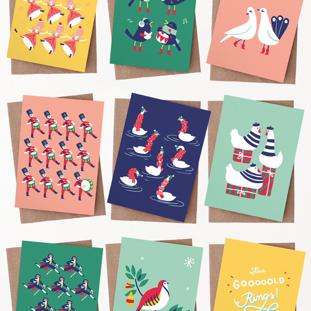 12 Days of Christmas 12 Greeting Cards With Envelopes - Etsy