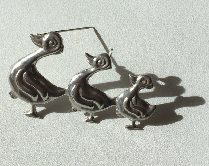 Vintage Sterling Duck Pin/vintage Sterling Silver Ducks Pin/sterling ...