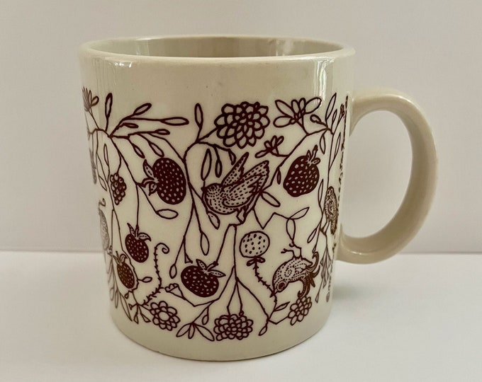 Taylor and Ng Coffee Mug/1978 Brown BIRDS FLOWERS BERRIES Mug/birds ...