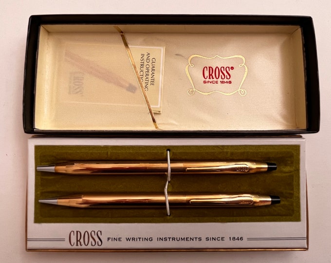 Vintage CROSS 10 Kt Gold Filled Set Ball Pen Pencil 4501/CROSS Pen and ...
