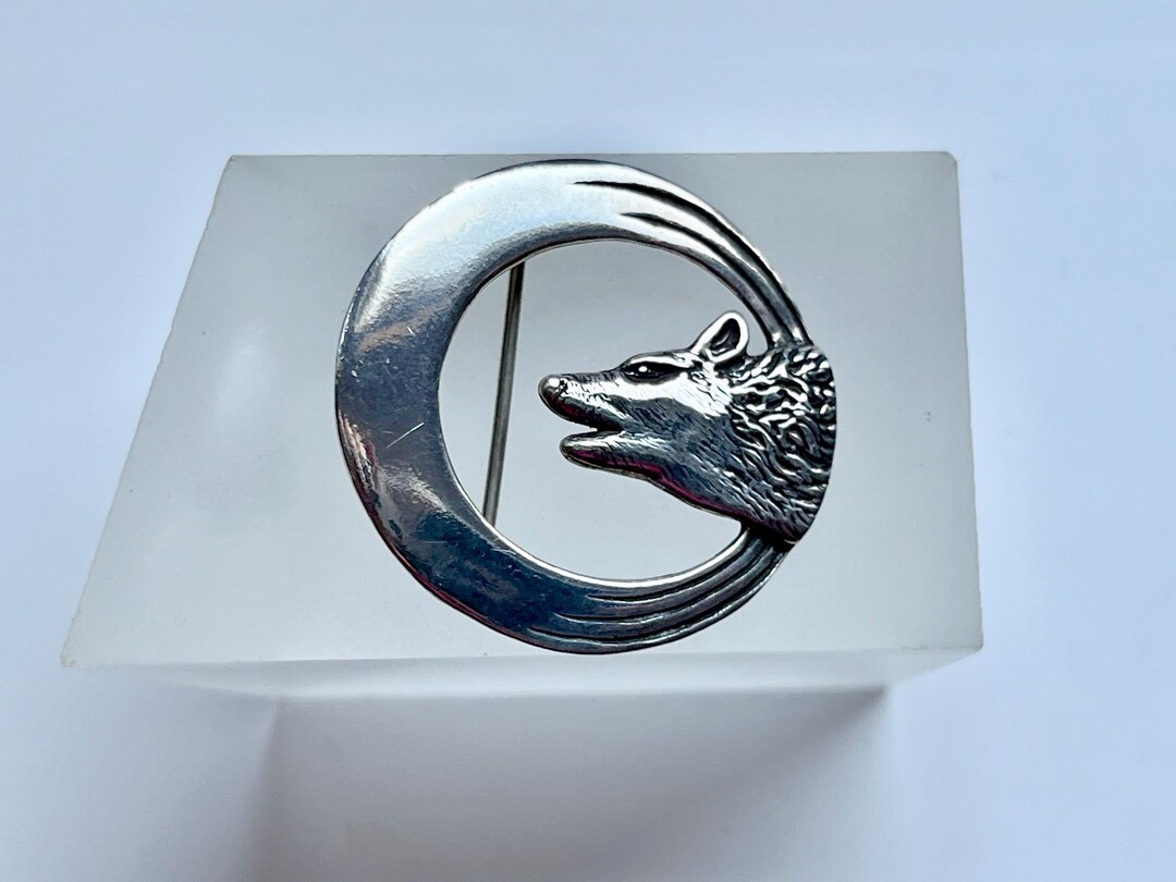Vintage Sterling Silver - Navajo LOREN SAKEVA KUMAUNI Howling Wolf ...