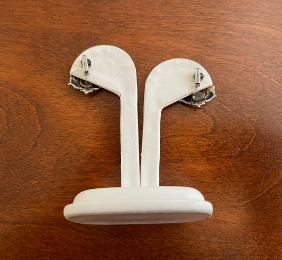 Vintage CINI 1940 Sterling Silver MOONSTONE Fish Earr… - Gem