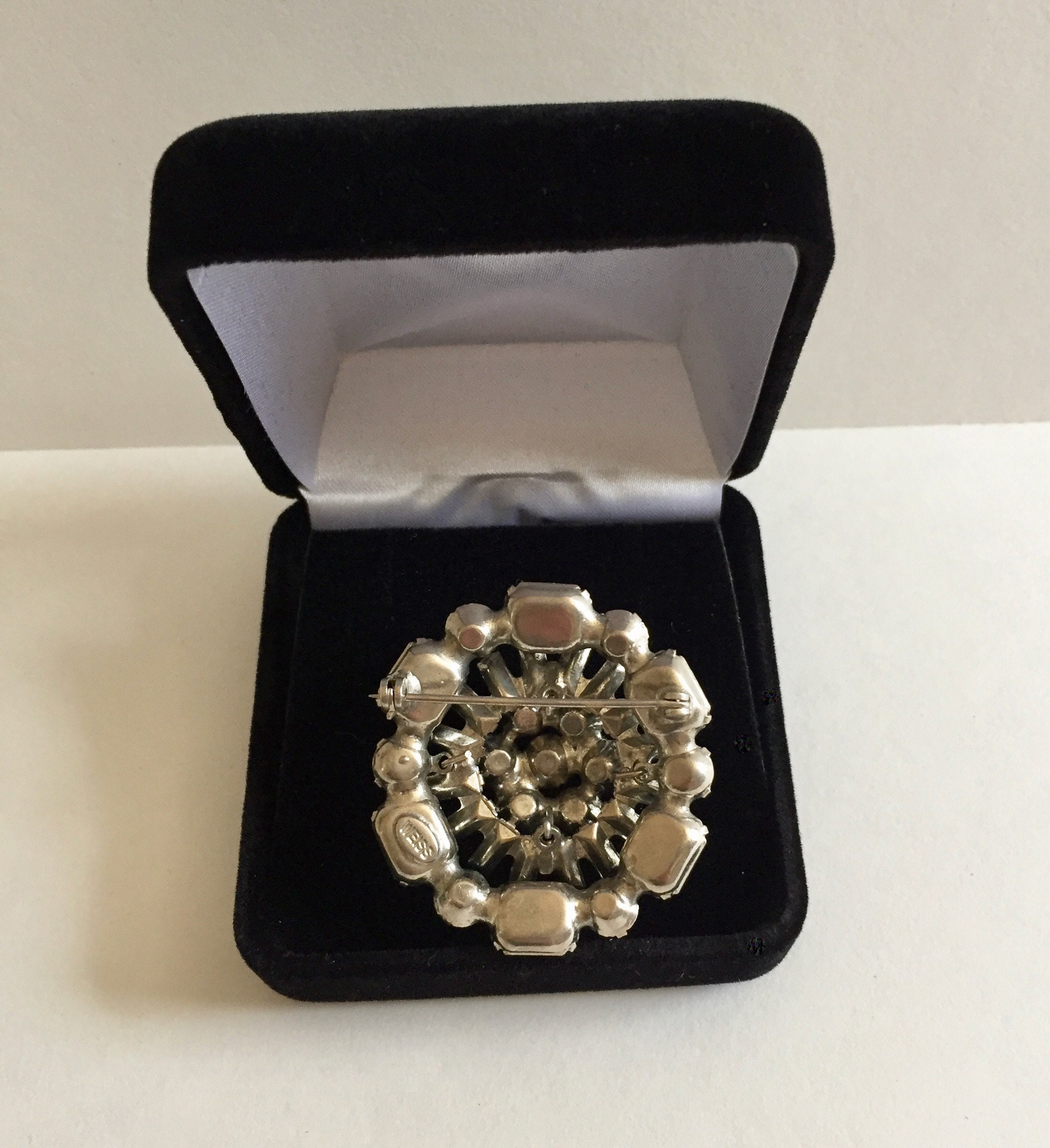 Weiss Emerald Cut Pin/weiss Clear Rhinestone Pin/weiss Clear - Etsy UK