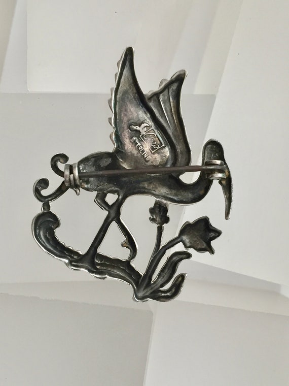 Coro Sterling Bird Pin, Coro Sterling Crane Pin, Ster… - Gem
