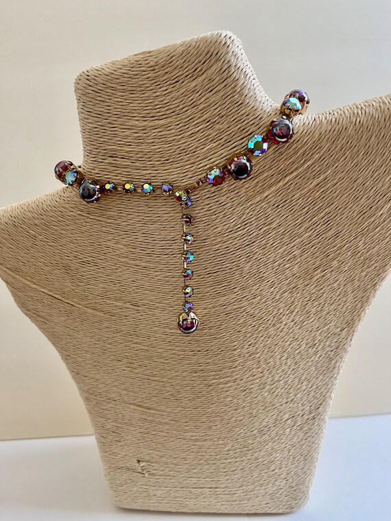 Fenichel Rhinestone Necklace/FENICHEL Red and Pink He… - Gem