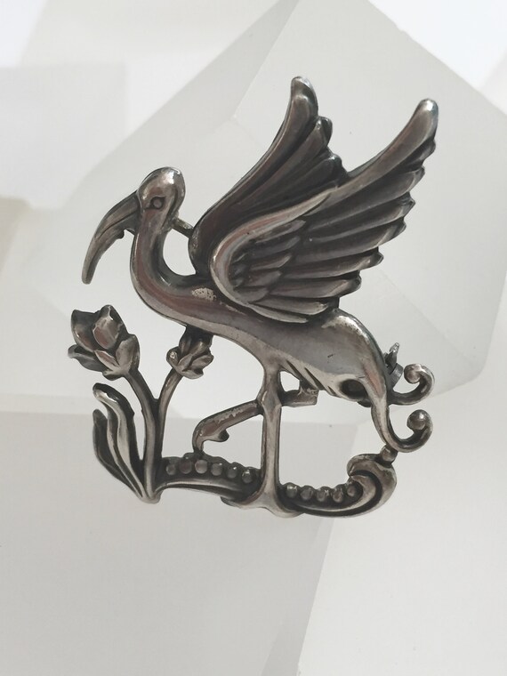 Coro Sterling Bird Pin, Coro Sterling Crane Pin, Ster… - Gem