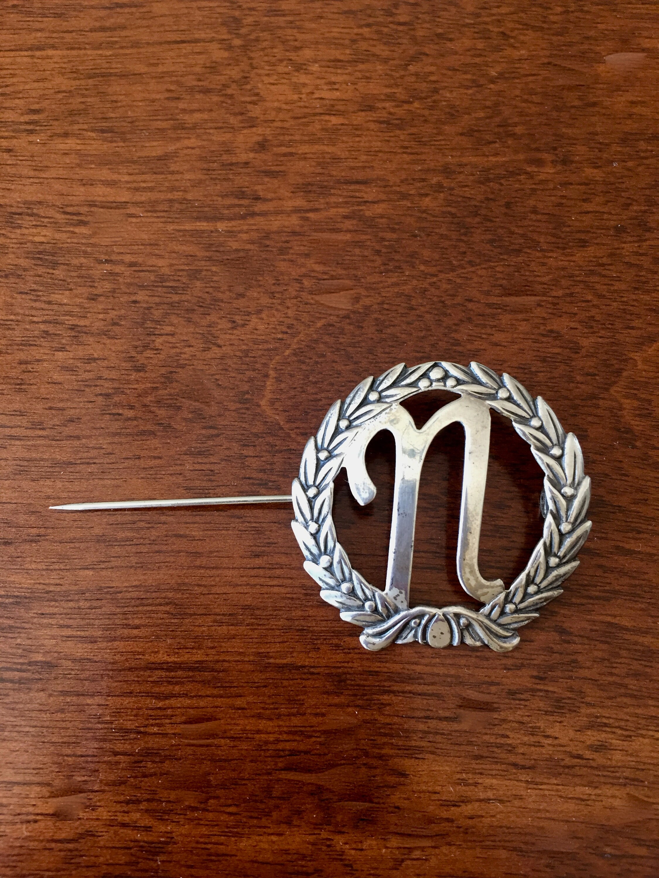 Vintage Monogram Initial N Pin/sterling Silver Initial N Pin/sterling ...