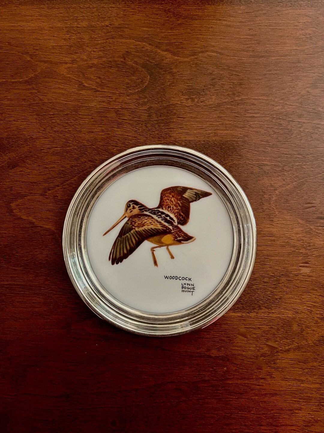 Bird Coaster/lynn Bogue Hunt Coaster/woodcock Sterling Silver Rim ...