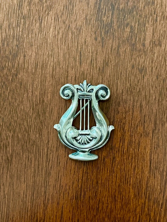 BEAU Sterling Silver LYRE HARP Pin/Sterling Lyre Pin/… - Gem