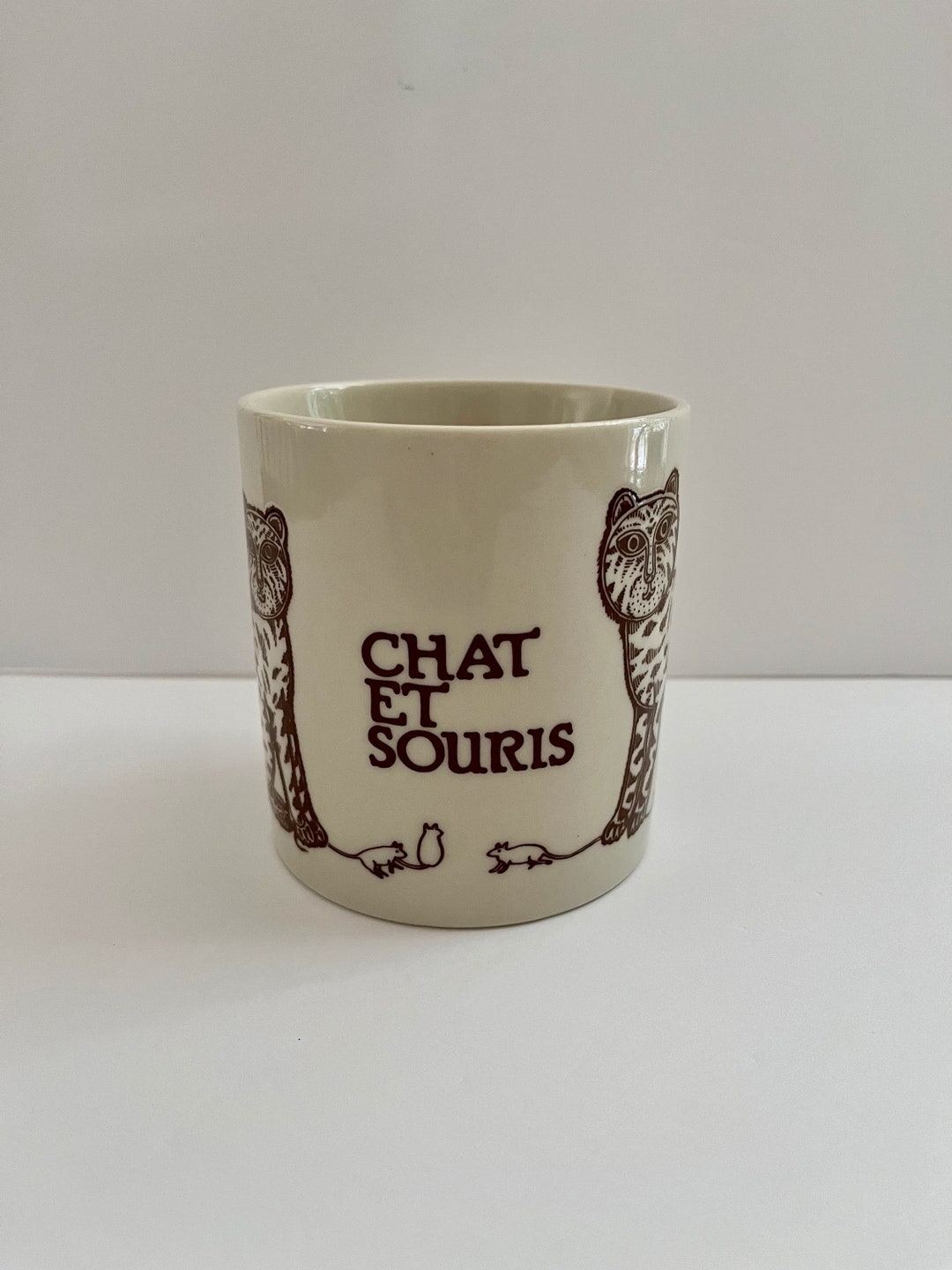 Taylor and Ng Coffee Mug/1979 Brown CHAT ET SOURIS Mug/vintage Cat and ...