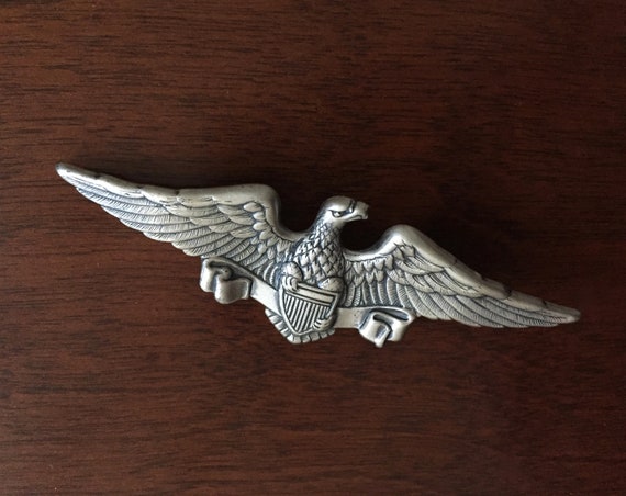 Vintage Sterling Silver Eagle Pin: Detailed Wings, Pa… - Gem