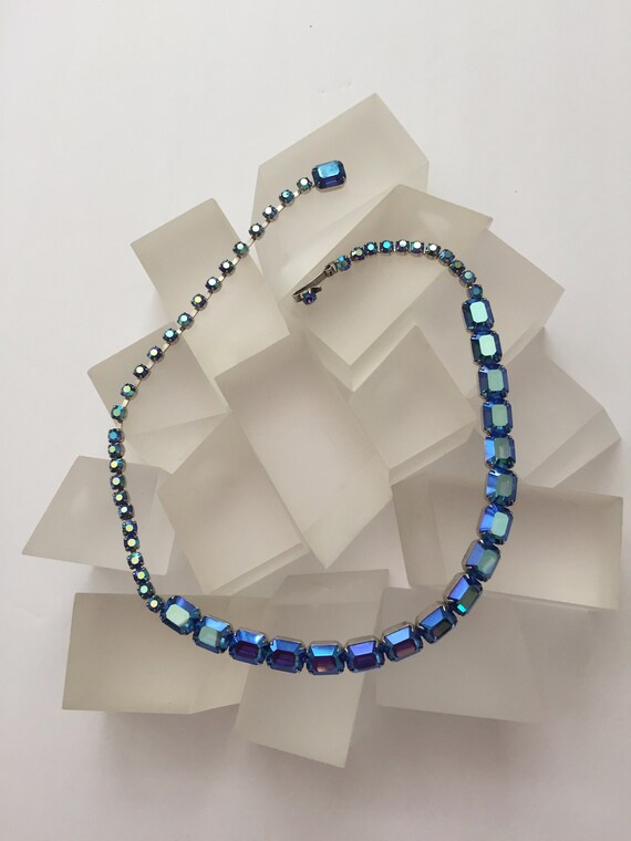 Vintage Weiss Montana Blue Rhinestone Necklace: Emera… - Gem